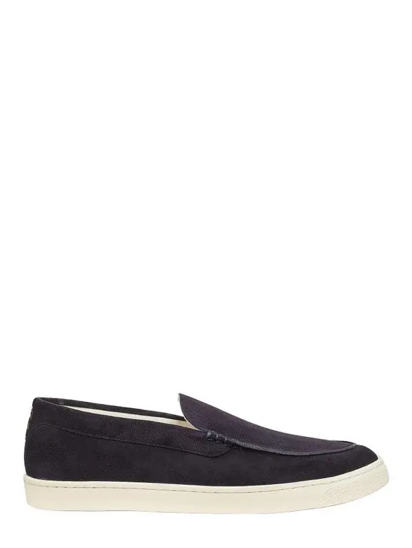 Brunello Cucinelli Leather Slip-on Loafers - Deep Blue