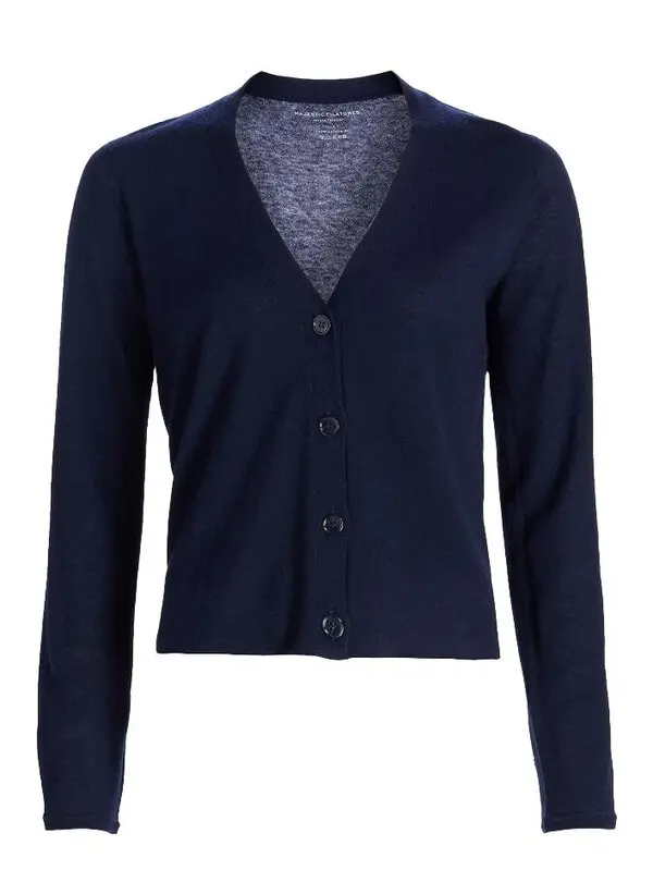 Majestic Filatures Fitted V-neck Cardigan - Marine