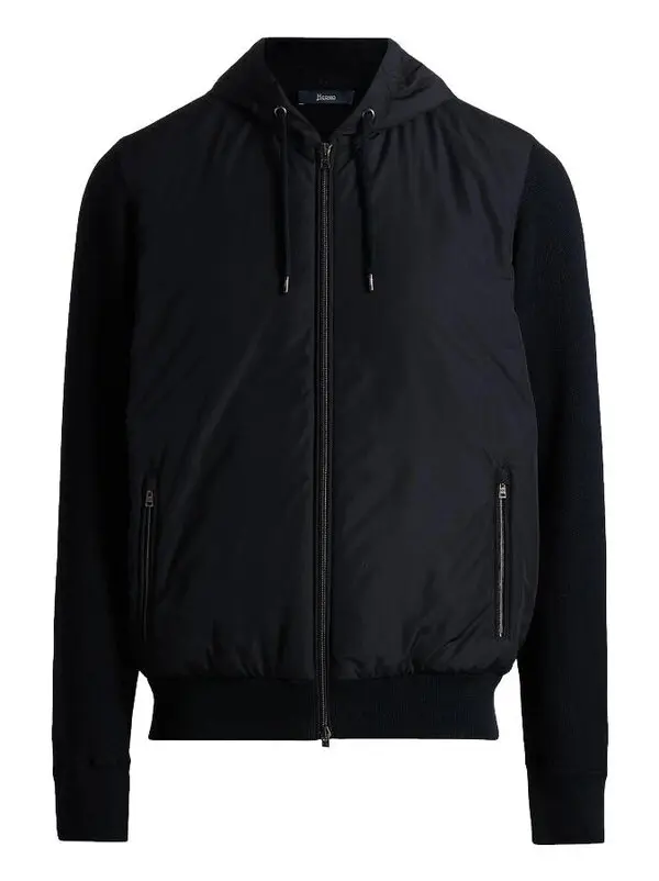 Herno Cotton Hooded Bomber Jacket - Blue Navy