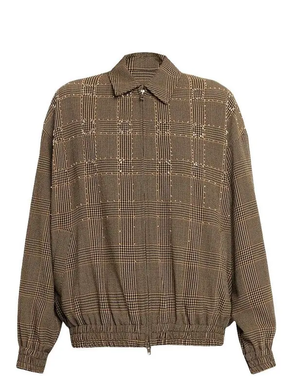 GOLDEN GOOSE Journey Plaid Wool Bomber Jacket - Brown