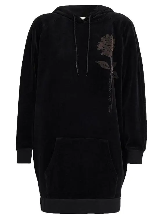 GOLDEN GOOSE Journey Velvet Hoodie Minidress - Black