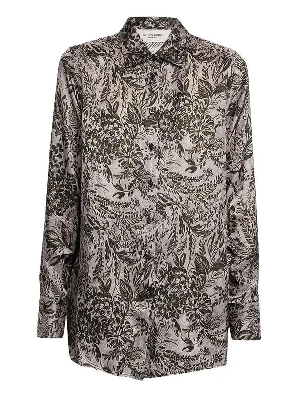 GOLDEN GOOSE Golden Floral Twill Button-front Shirt - Grey