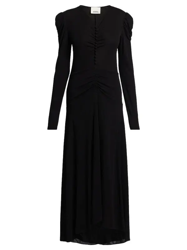 Isabel Marant Étoile Nejma Ruched Puff-sleeve Maxi Dress - Black