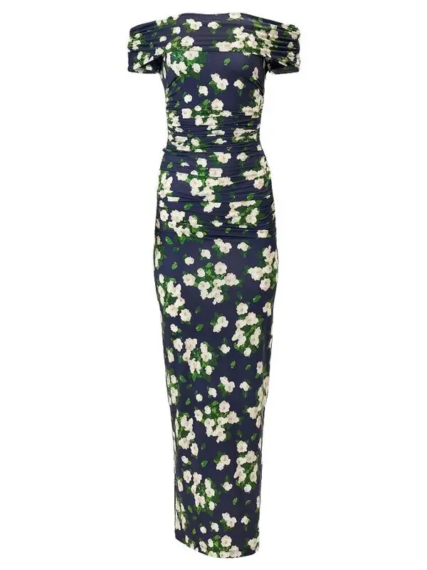 Carolina Herrera Cabana Floral Off-the-shoulder Gathered Maxi Dress - Midnight Multi