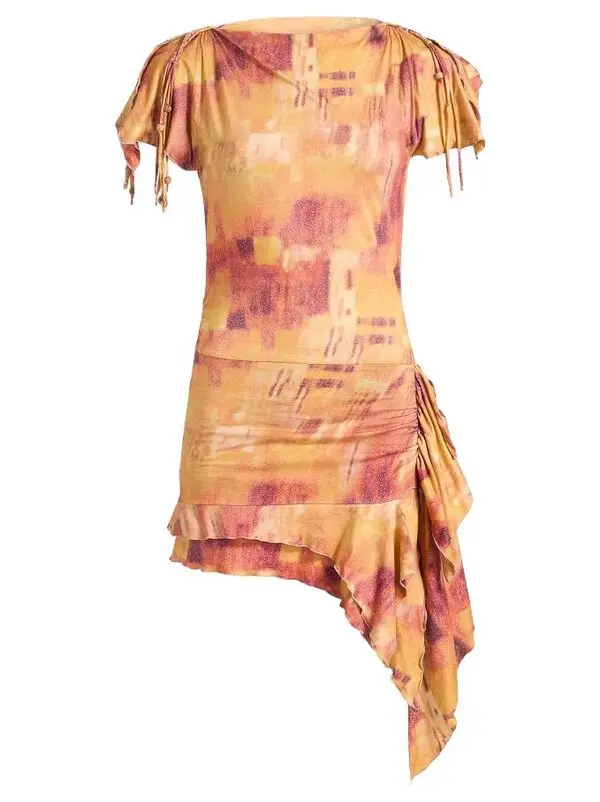 Isabel Marant Étoile Janick Printed Asymmetric Minidress - Orange