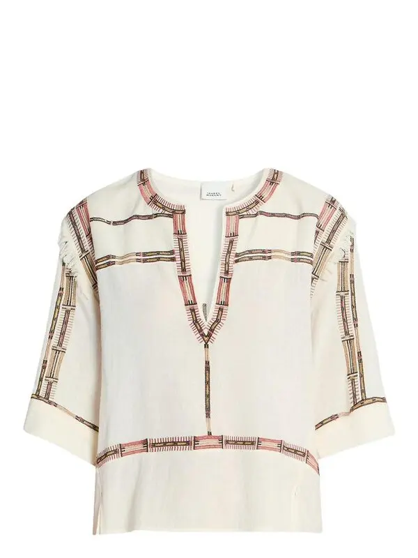 Isabel Marant Étoile Fiosa Silk Printed-trim Blouse - Ecru