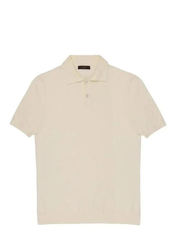SLOWEAR Bouclé Short-sleeve Polo Shirt - Natural