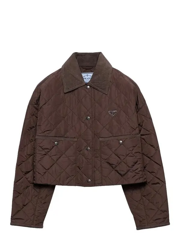 Prada Lightweight Nylon Cropped Blouson Jacket - Brown