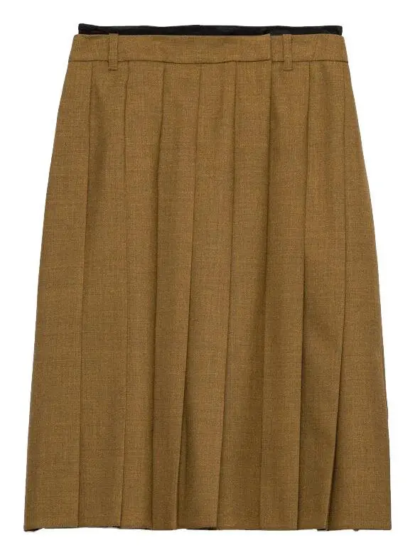 Prada Hopsack Midi Skirt - Brown