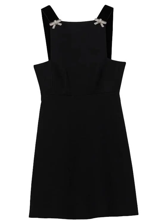 Prada Embroidered Cady Mini Dress - Black
