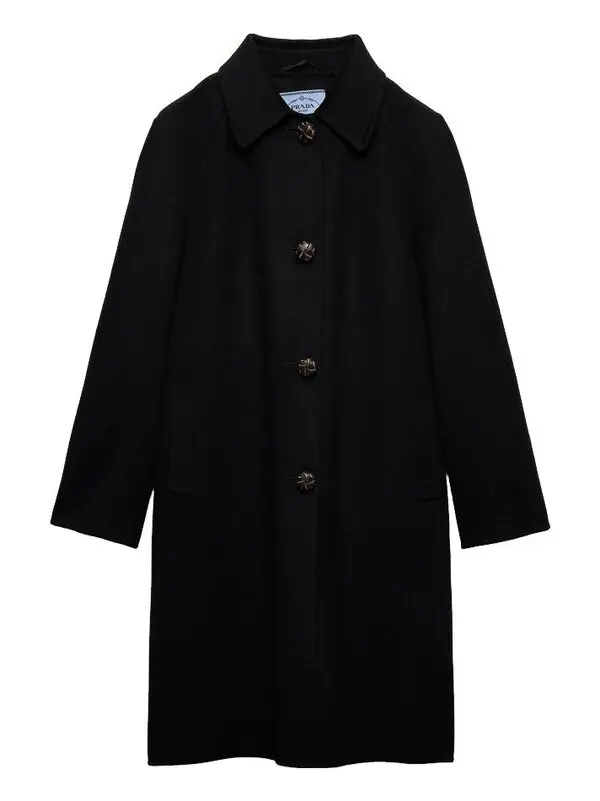 Prada Single-breasted Double Cashmere And Wool Coat - Black