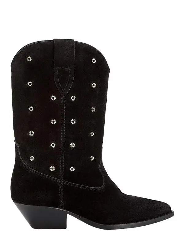 Isabel Marant Étoile Duerto 40mm Grommet Suede Cowboy Boots - Black