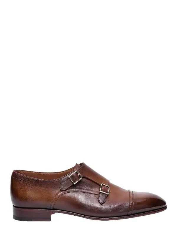 Santoni Adrian Monk-strap Leather Dress Shoes - Brown