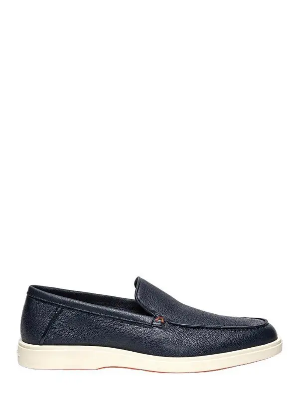 Santoni Detroit Tumbled Leather Loafers - Blue