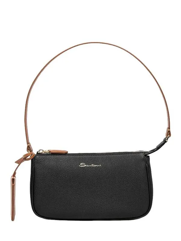 Santoni Mini Leather Shoulder Bag - Black