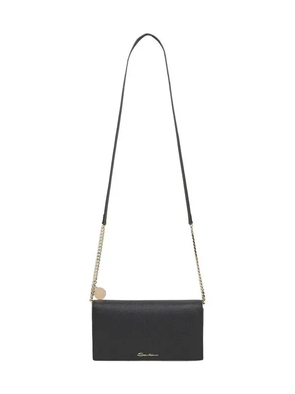 Santoni Wallet-on-chain Leather Crossbody Bag - Black