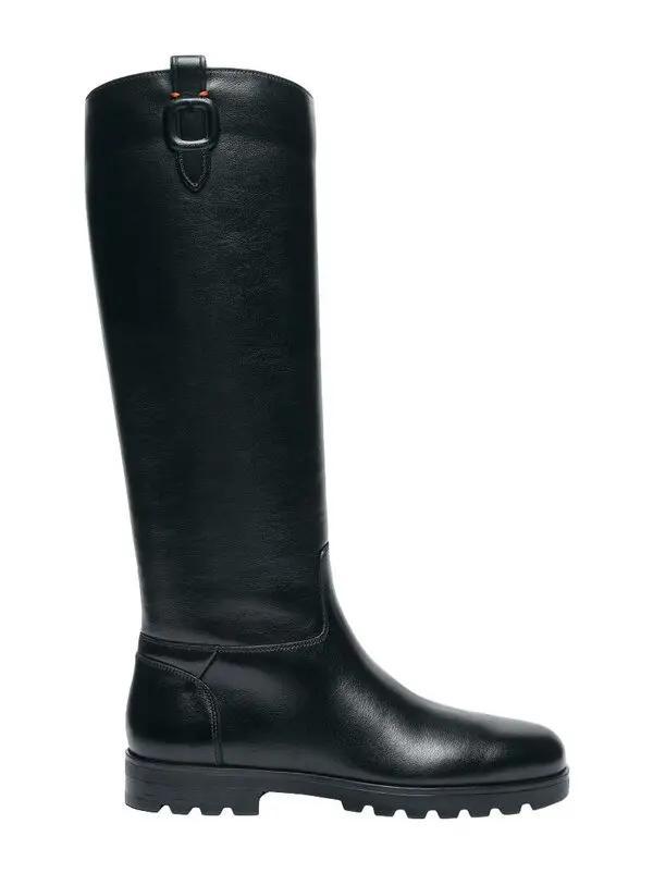 Santoni Bess Leather Knee-high Boots - Black