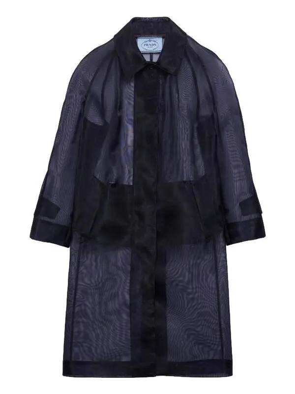 Prada Single-breasted Crinoline Coat - Blue