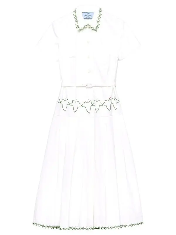 Prada Embroidered Old Reps Cloth Dress - White
