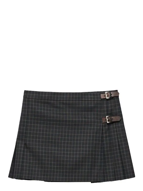 Prada Checked Wool Mini Skirt - Blue