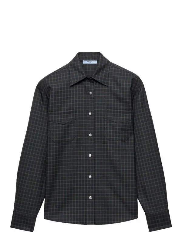 Prada Checked Wool Shirt - Blue Multi