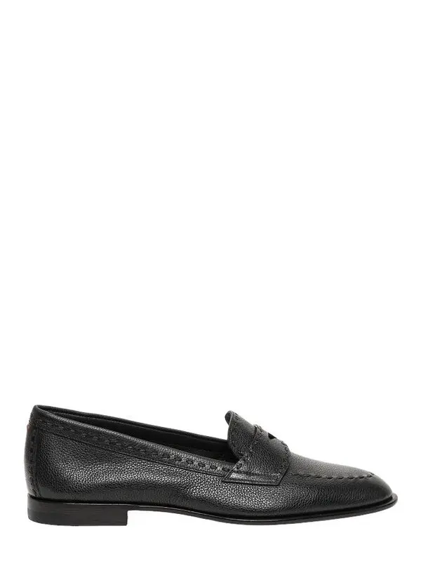 Santoni Marlene Leather Penny Loafers - Black