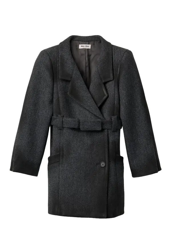 Miu Miu Double-breasted Double Wool Jacket - Grey