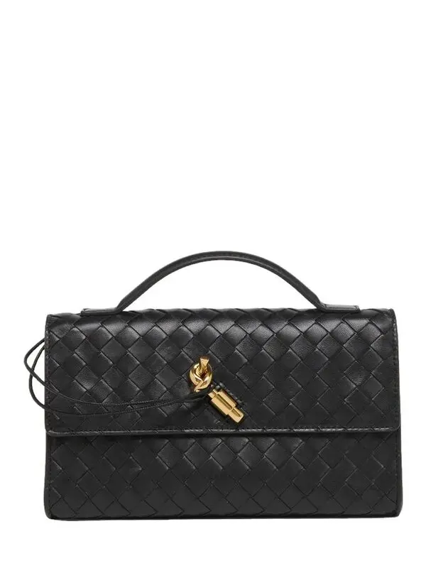 Bottega Veneta Andiamo Leather Clutch - Black