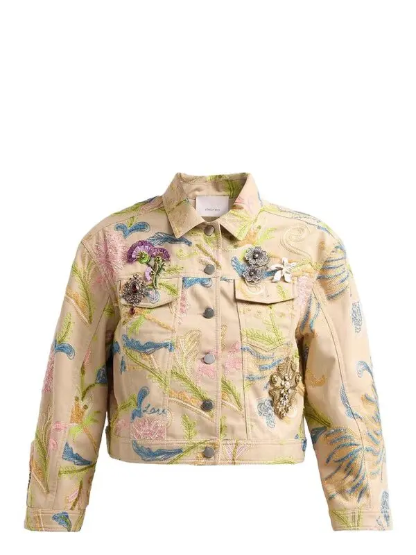 Cinq À Sept Addie Brooche Denim Jacket - Khaki Multi