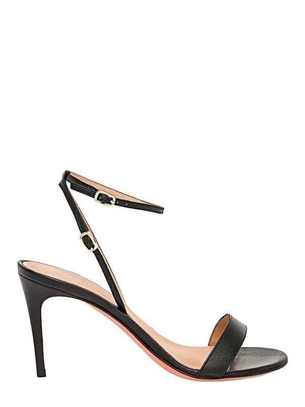 Santoni Strappy Leather Stiletto Sandals - Black
