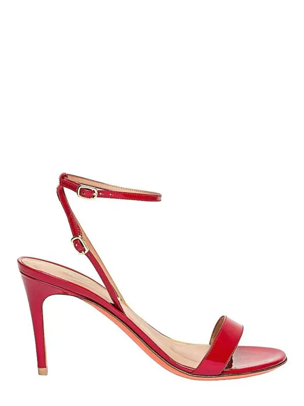 Santoni Strappy Leather Stiletto Sandals - Red
