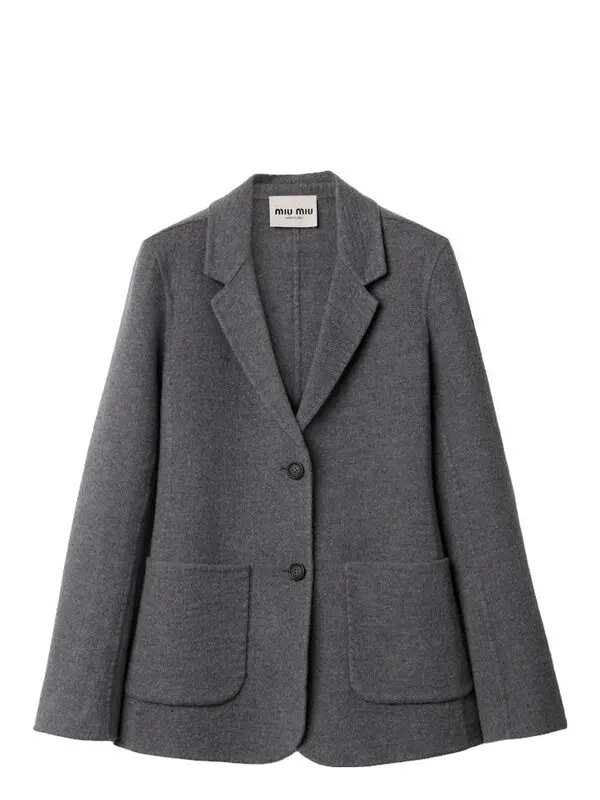 Miu Miu Single-breasted Double Wool Jacket - Grey