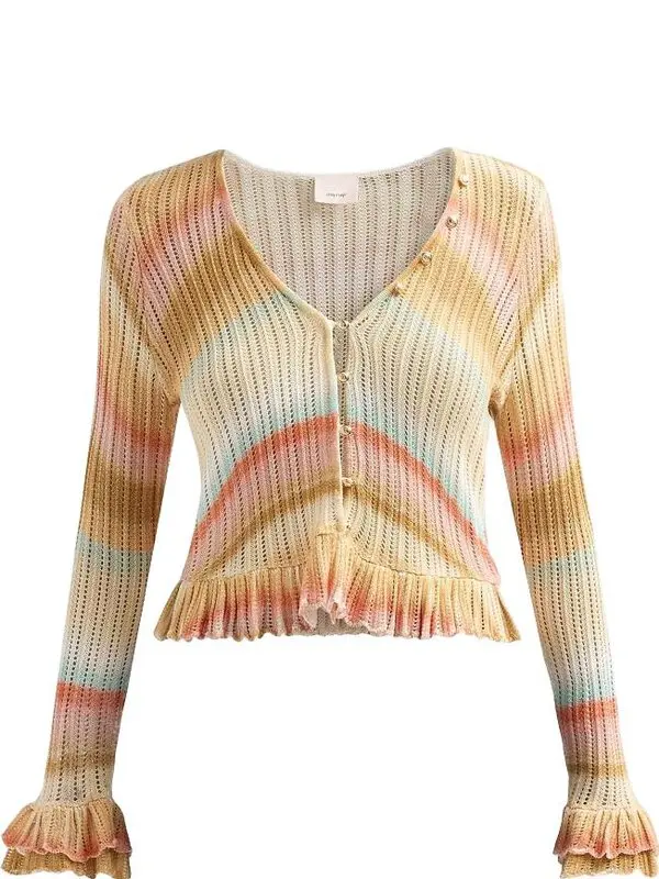 Cinq À Sept Edith Space-dyed Stripe Cardigan - Sunset Multi