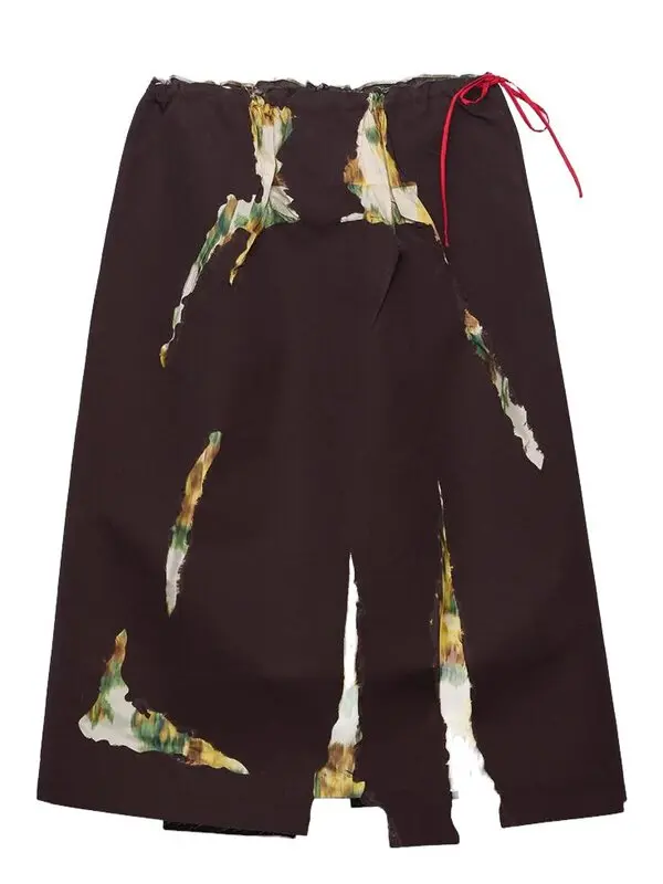 Prada Bonded Gabardine Skirt With Devore Effect - Brown