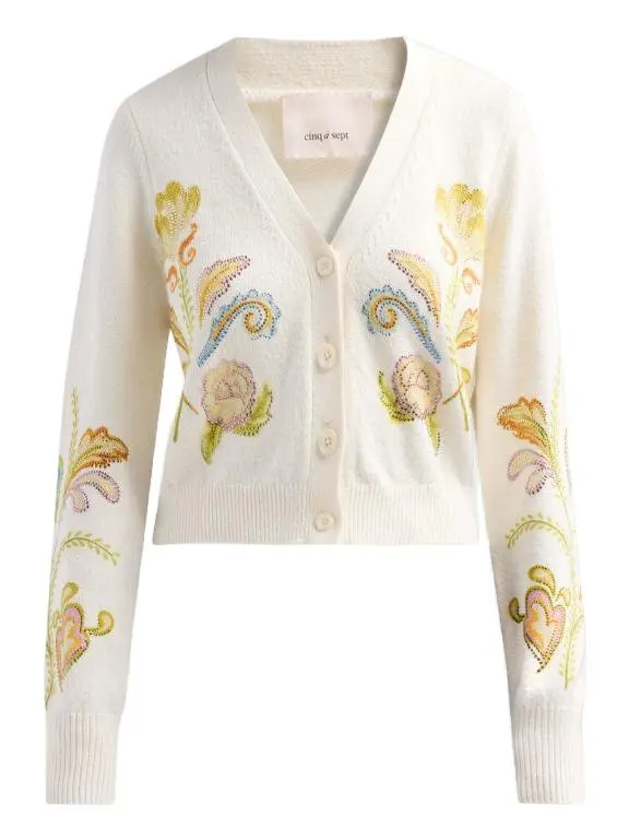 Cinq À Sept Nikko Cotton Heirloom Cardigan - Starch