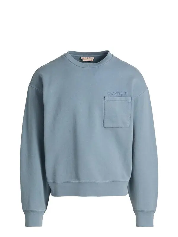 Marni Gart-dyed Cotton Crewneck Sweatshirt - Sky