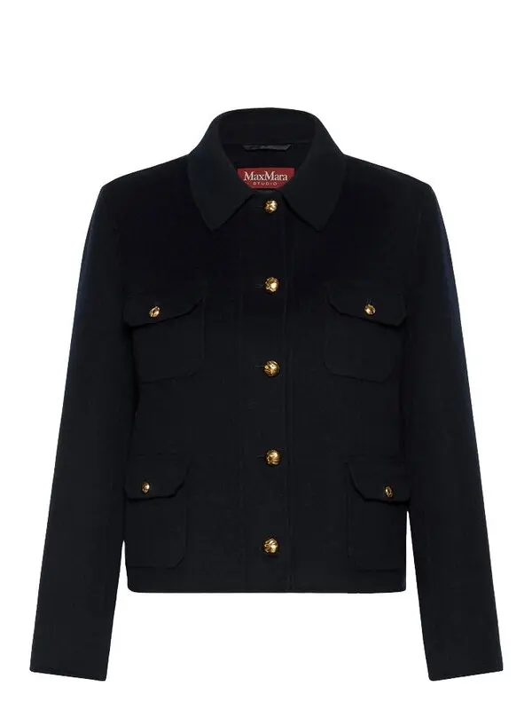 Max Mara Wool Cashmere And Silk Varsity Jacket - Navy
