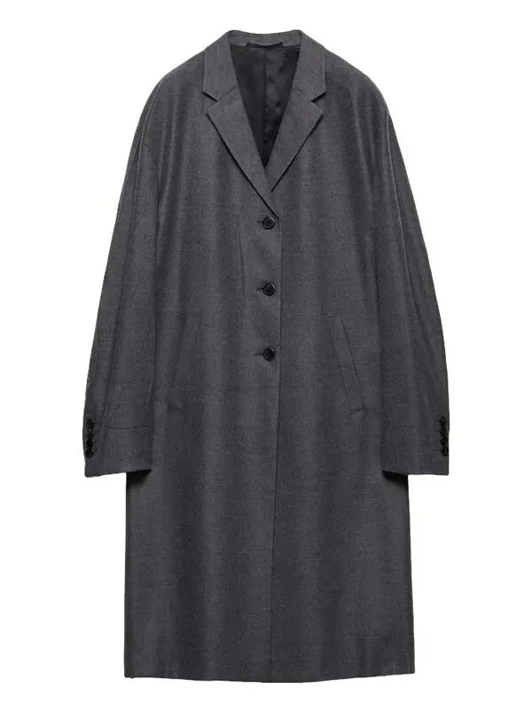 Prada Single-breasted Cashmere And Wool Coat - Grey