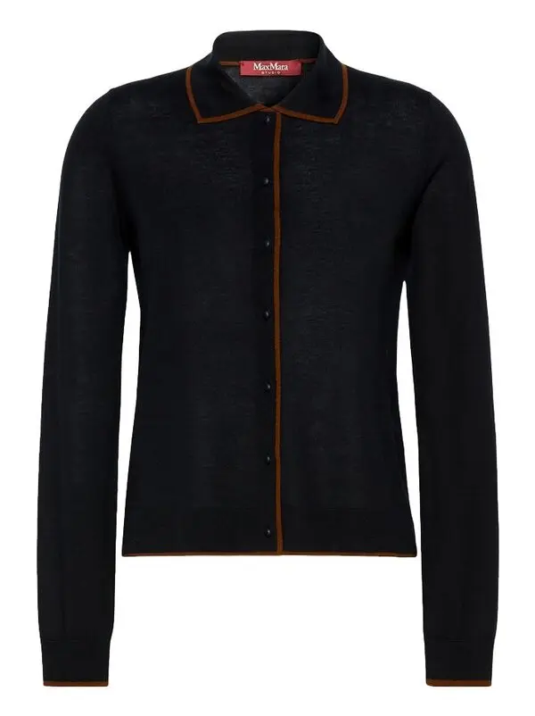 Max Mara Wool And Silk Yarn Cardigan - Navy