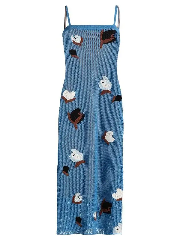 Marni Flower Crochet Midi-dress - Iris Blue
