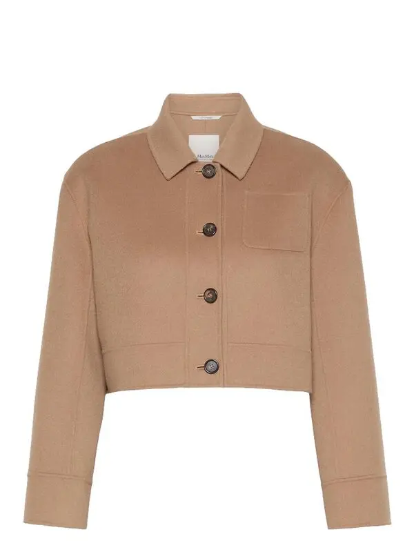 Max Mara Wool Drap Cropped Jacket - Camel