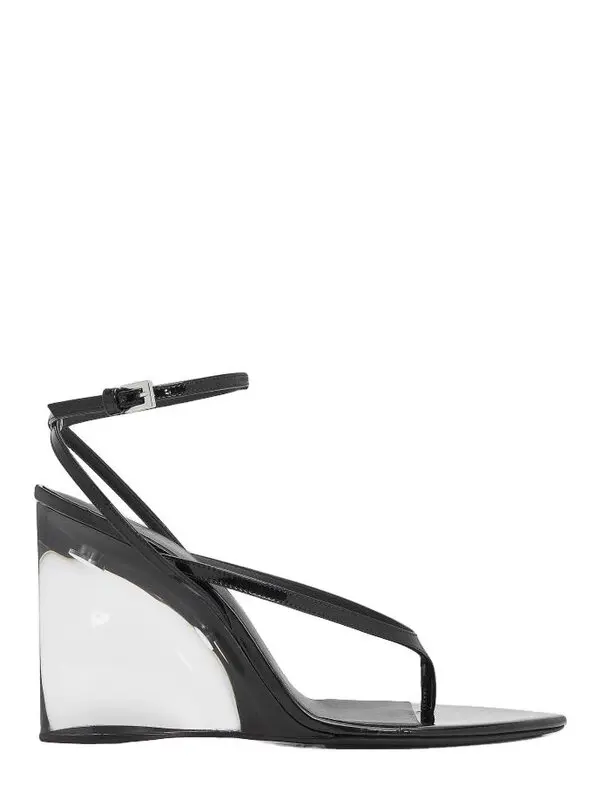 Alaïa 90mm Leather Wedge Sandals - Noir