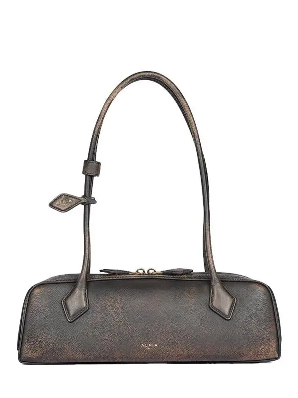 Alaïa Medium Le Teckel Distressed Leather Shoulder Bag - Ebene