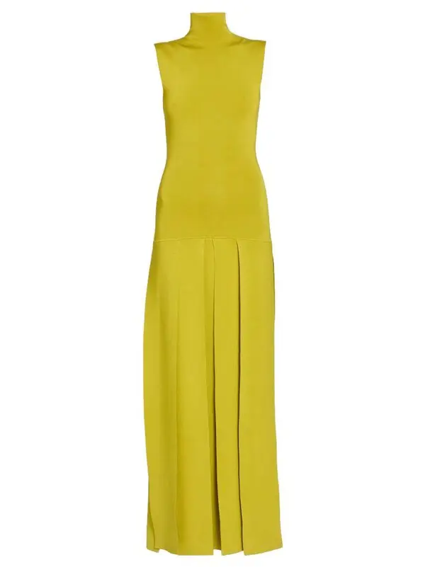 Alaïa Textured Pleats Drop Maxi Dress - Lime