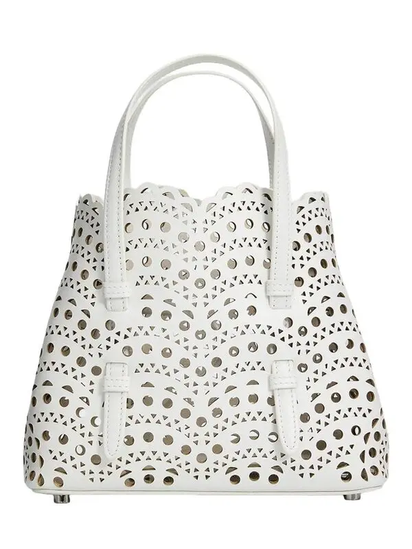 Alaïa Mina 20 Perforated Leather Top Handle Bag - Blanc Casse