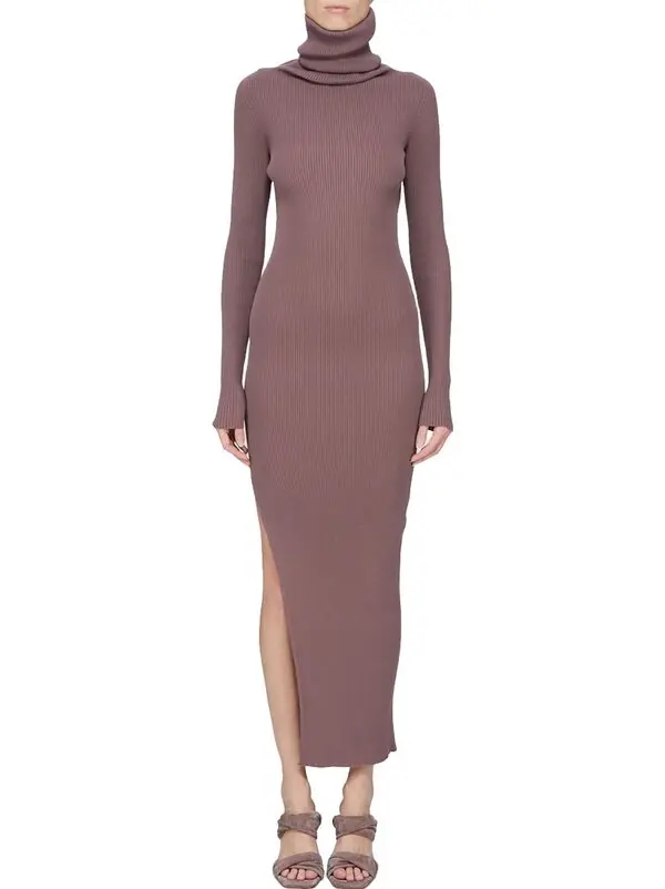 Rick Owens Rib-knit Turtleneck Maxi Dress - Grape