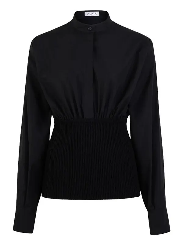 Alaïa Cinched Cotton Poplin Shirt - Noir Alaia
