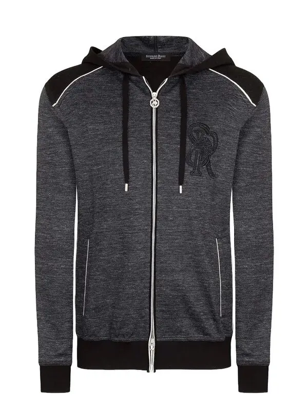 Stefano Ricci Hooded Full Zip Sweater - Dark Grey