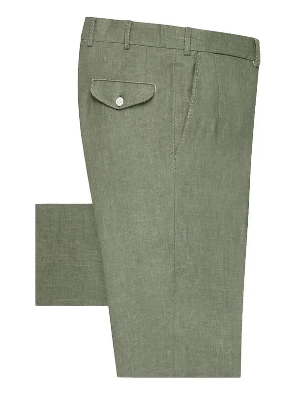 Stefano Ricci Wool And Linen Blend Trousers - Olive