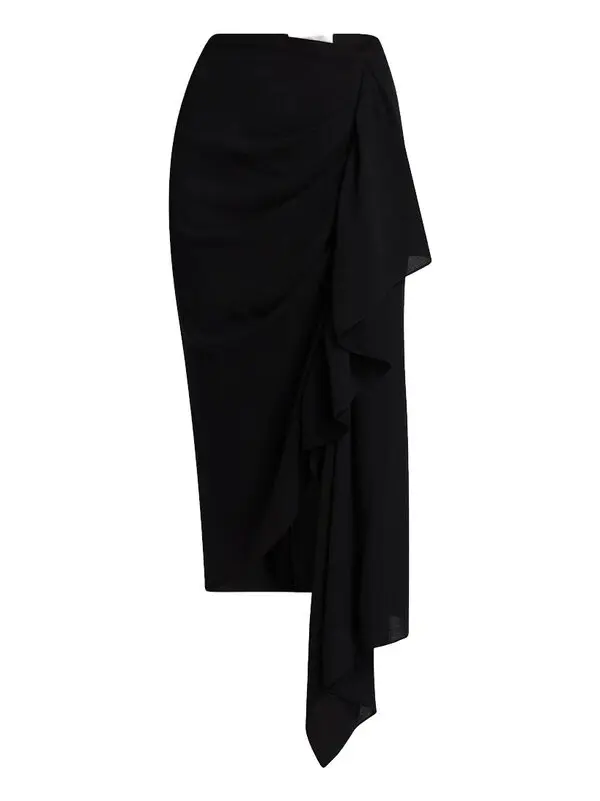 Michael Kors Cascade Virgin Wool Midi-skirt - Black